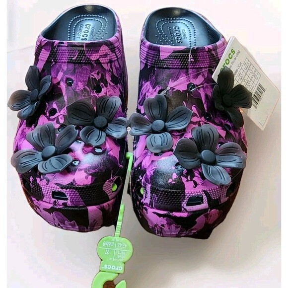 CROCS | Shoes | New Crocs Siren Hyper Floral Womans Clog Purpleblack ...